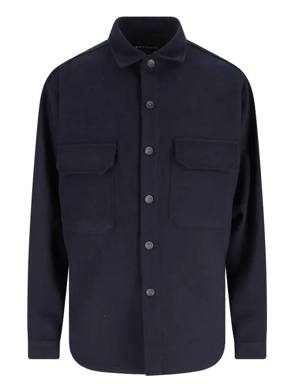 WHITE SAND Wool Blend Shirt - Blue