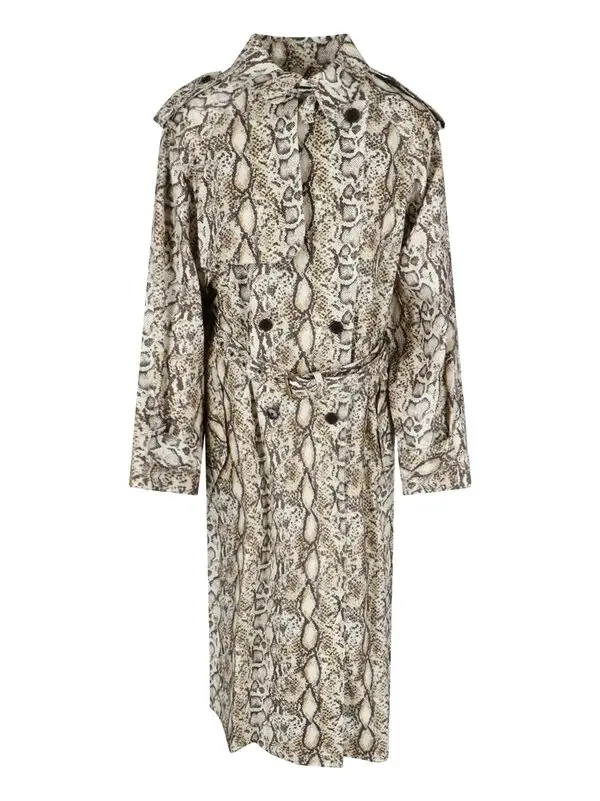 Isabel Marant Freanne Python-print Trench Coat - Beige