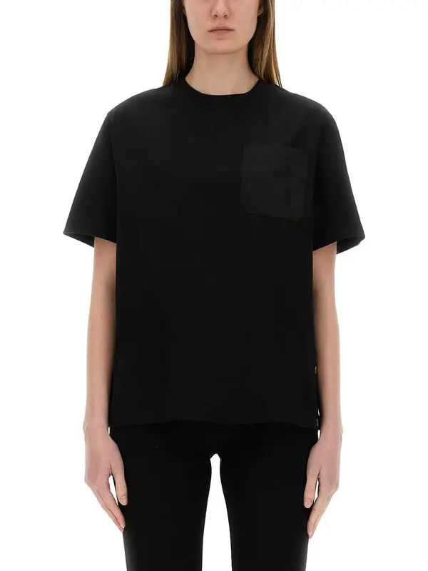 Moncler T-shirt With Side Buttons - Black
