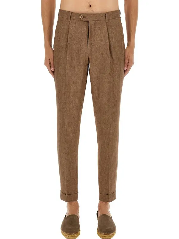 Hugo Boss L-peet-pleat Trousers - Brown