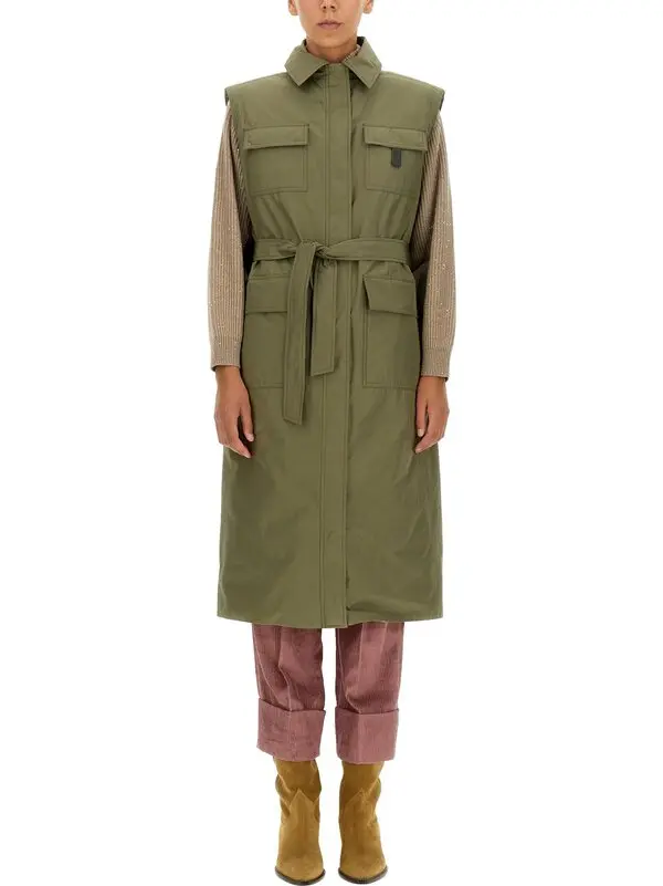 Brunello Cucinelli Taffeta Trench Coat - Military Green