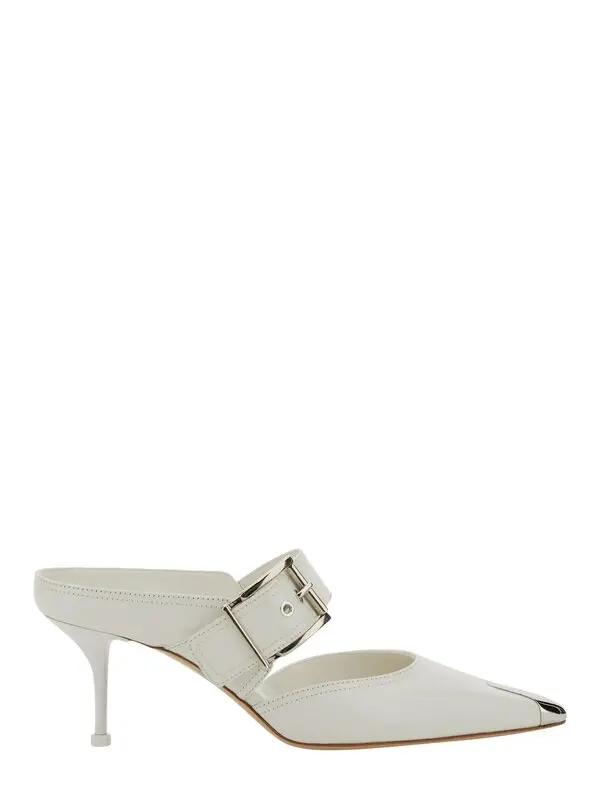 Alexander McQueen Buckled Stiletto Sandals - White