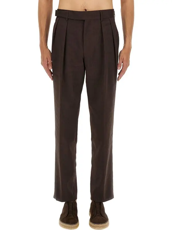 Hugo Boss Linen Trousers - Brown