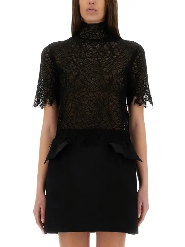Alexander McQueen Spider Web Lace Top - Black