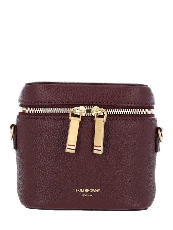 Thom Browne Metallic Leather Pouch With Chain Strap - Red