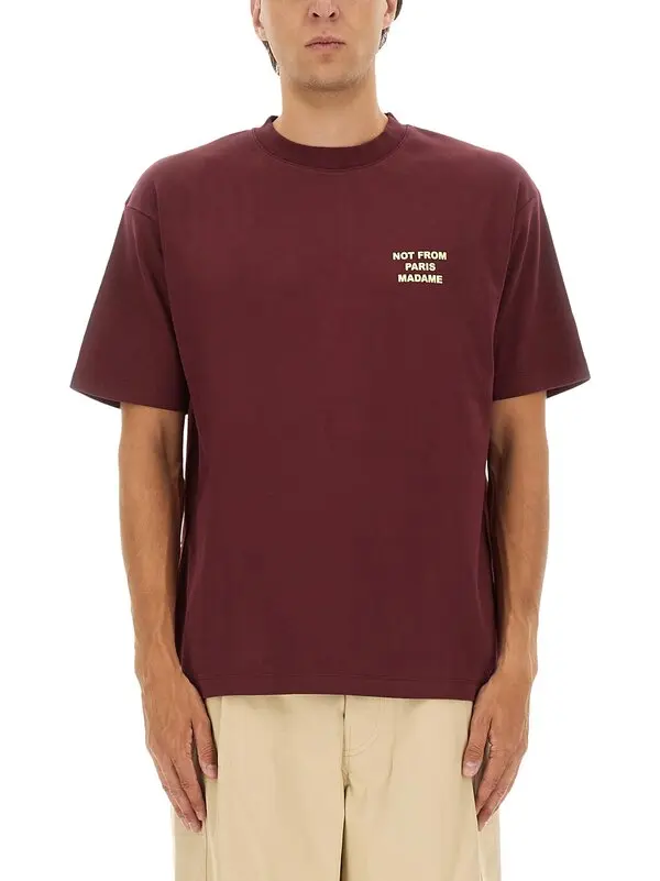 Drole De Monsieur Cotton T-shirt - Bordeaux