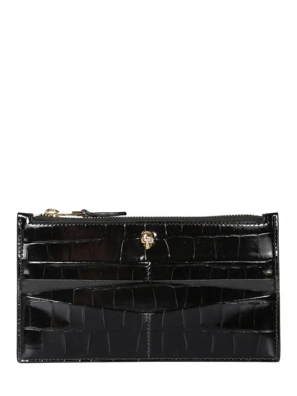 Alexander McQueen Flat Wallet With Zipper - Black