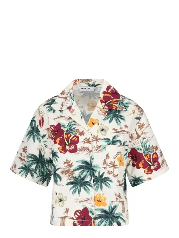 Miu Miu Printed Crop Shirt - Multi