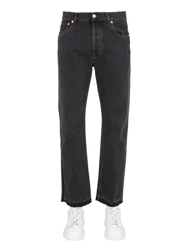 Alexander McQueen Raw Cut Straight Leg Jeans - Black