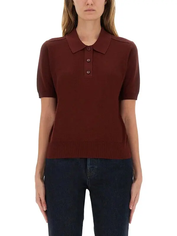 Burberry Wool Polo - Bordeaux