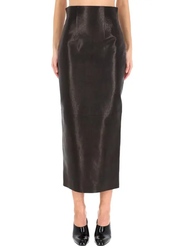 Khaite Leather Loxley Skirt - Black