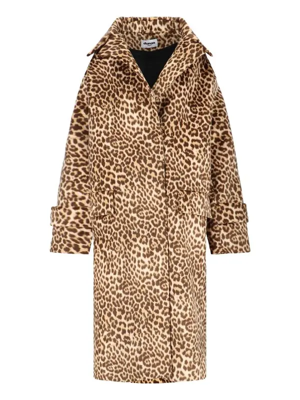 DURAN LANTINK Animal Print Maxi Coat - Brown
