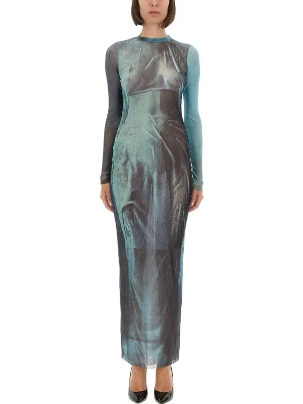 Jean Paul Gaultier Water Mesh Long Dress - Azure