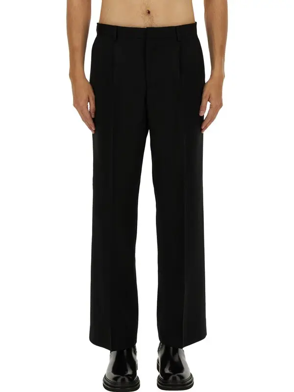 SUNFLOWER Pleated Straight-leg Trousers - Black