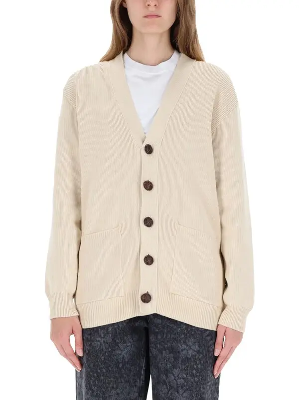 GOLDEN GOOSE Cardigan With Logo - Beige