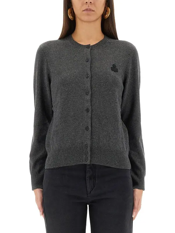 MARANT ETOILE Mona Cardigan With Logo - Grey