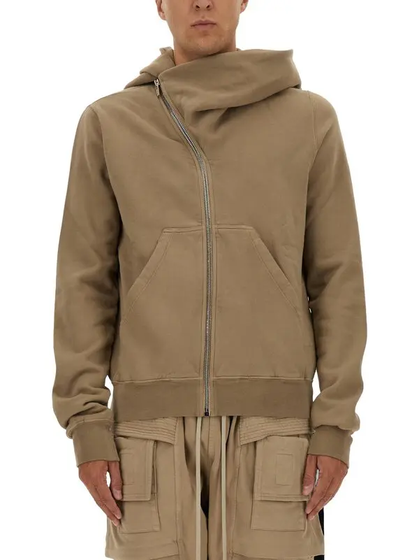 Rick Owens Asymmetrical Zip-up Sweatshirt - Beige