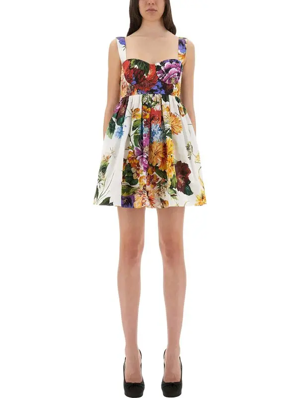 Dolce & Gabbana Bouquet Print Poplin Dress - Multicolour