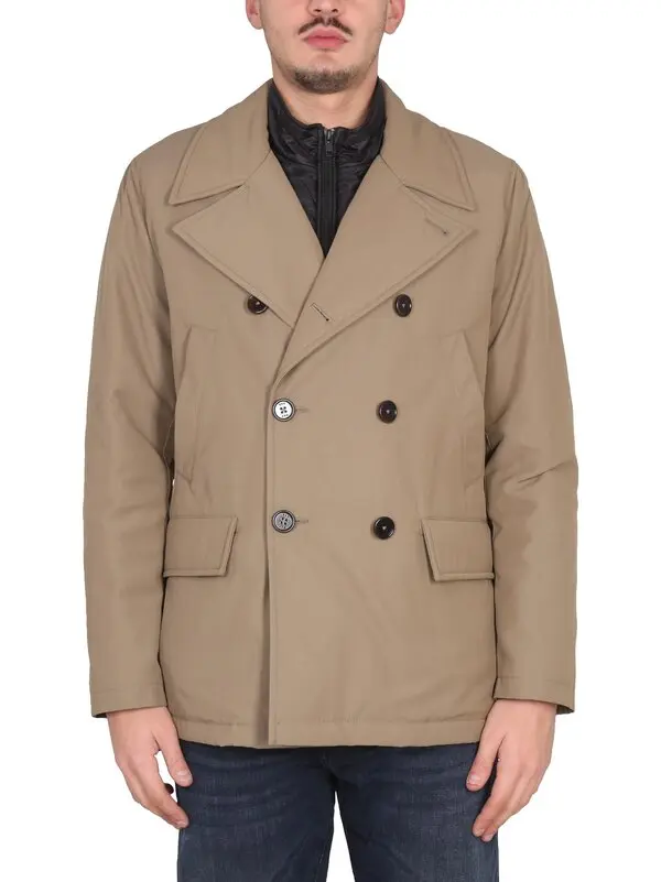 FAY Double Front Pea Coat - Beige