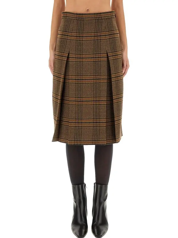 Saint Laurent Wool And Cashmere Midi Skirt - Beige