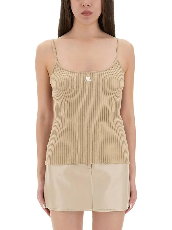 COURREGES Courrèges Reedition Knit Tank Top - Beige