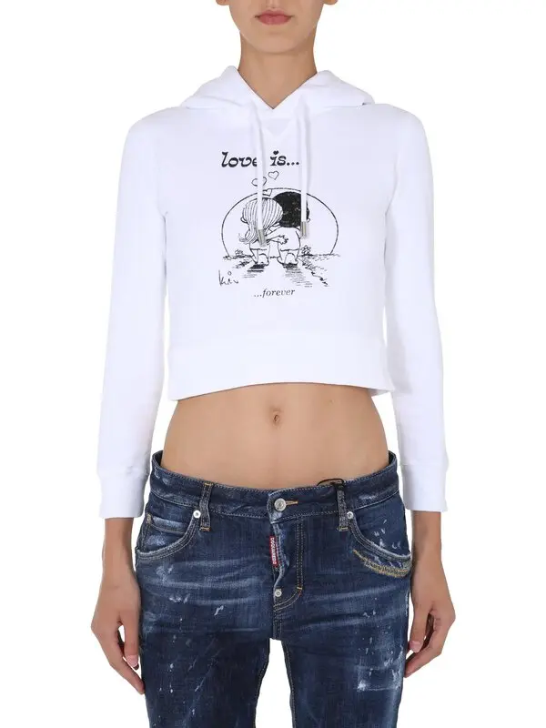 Dsquared2 Printed Cropped Sweatshirt - White