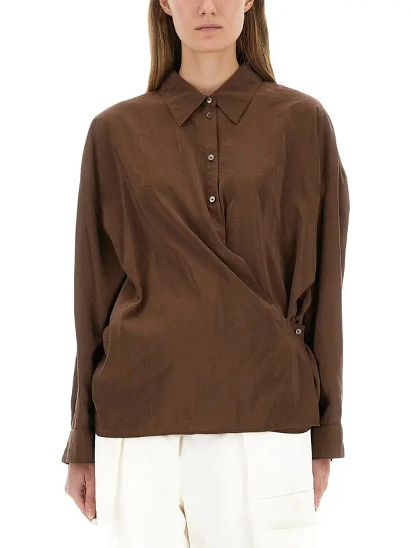 LEMAIRE Straight Twisted Collar Shirt - Brown