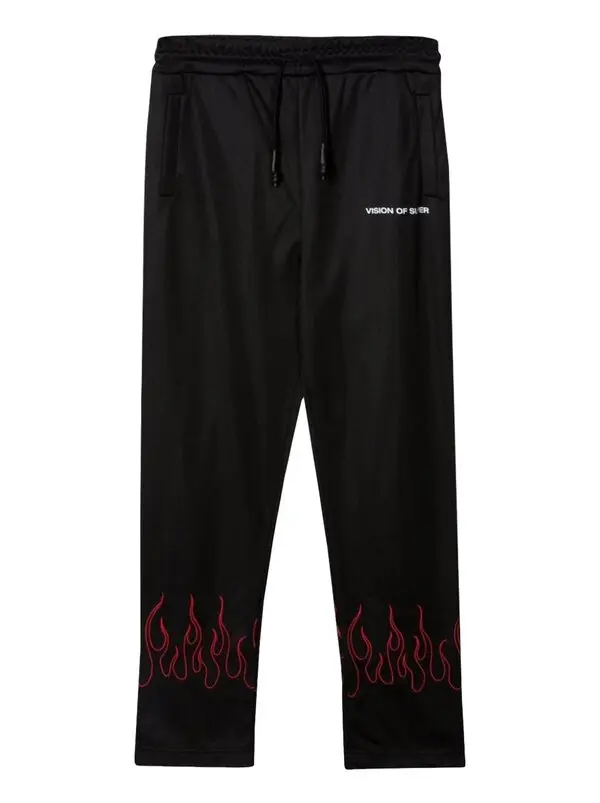 VISION OF SUPER Embroidered Flame Pants - Black