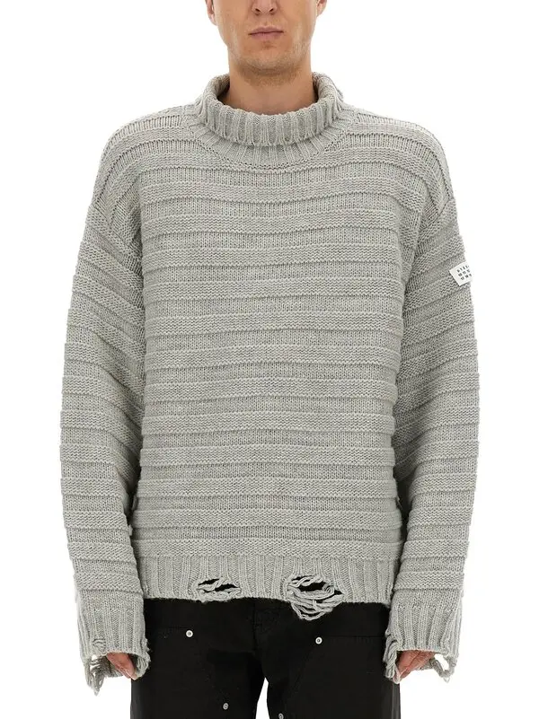 MAISON MARGIELA Distressed Turtleneck Sweater - Grey