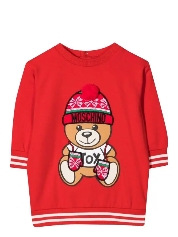 Moschino Cotton Dress With Teddy Bear - Red