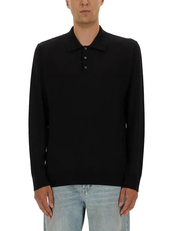 GOLDEN GOOSE Wool Polo - Black