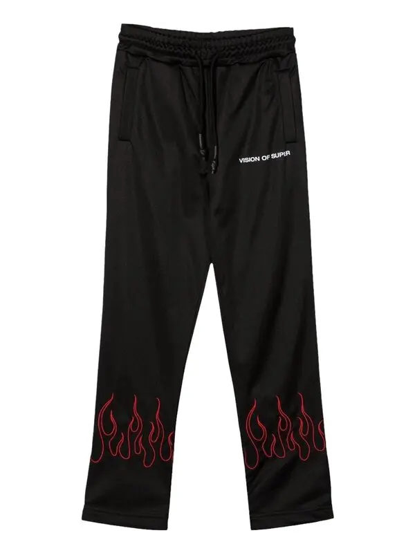 VISION OF SUPER Embroidered Flame Pants - Black