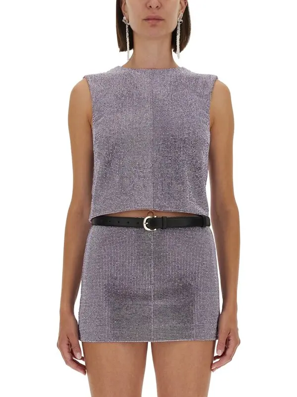 SELF-PORTRAIT Metal Mesh Top - Lilac