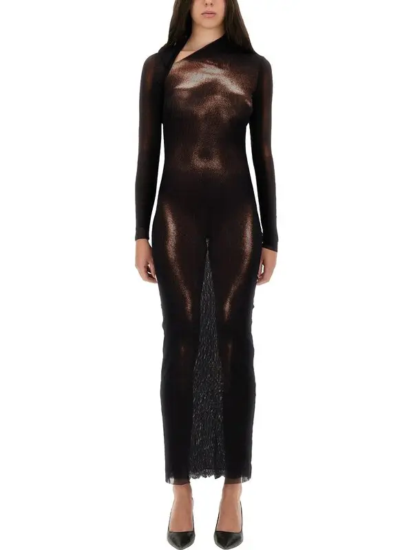 Jean Paul Gaultier Body Dust Print Dress - Brown