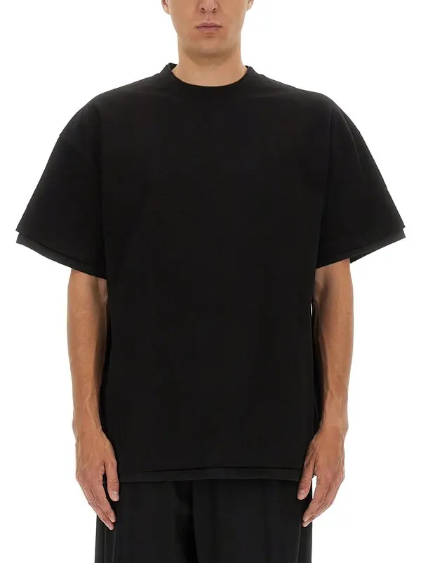 JIL SANDER Double Layer Cotton T-shirt - Black