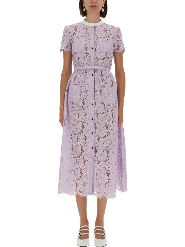 SELF-PORTRAIT Lace Midi Dress - Lilac