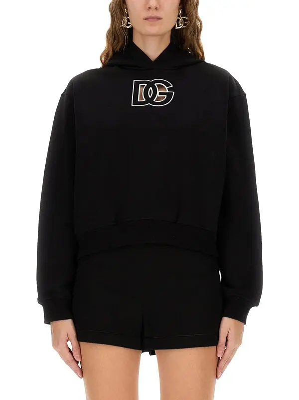 Dolce & Gabbana Sweatshirt With Dg Embroidery - Black