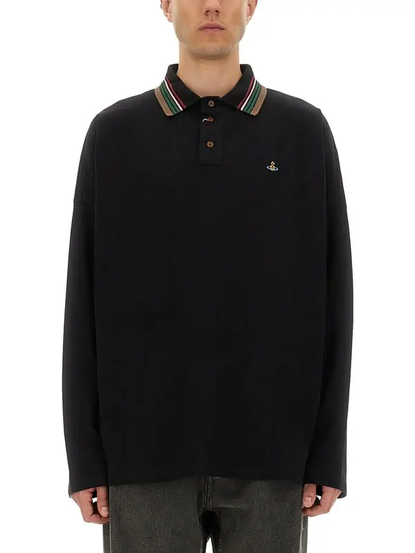 VIVIENNE WESTWOOD Long-sleeved Polo Shirt - Black