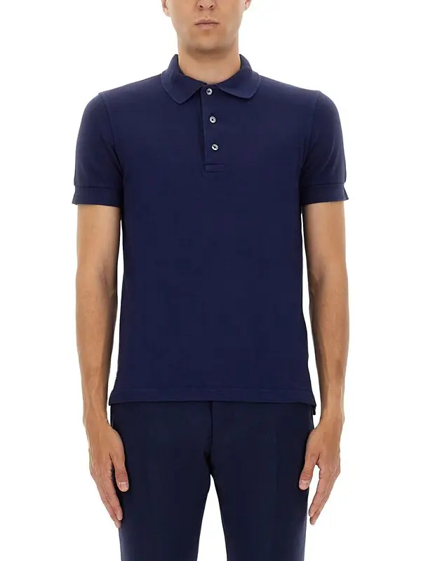 TOM FORD Pique Polo - Blue