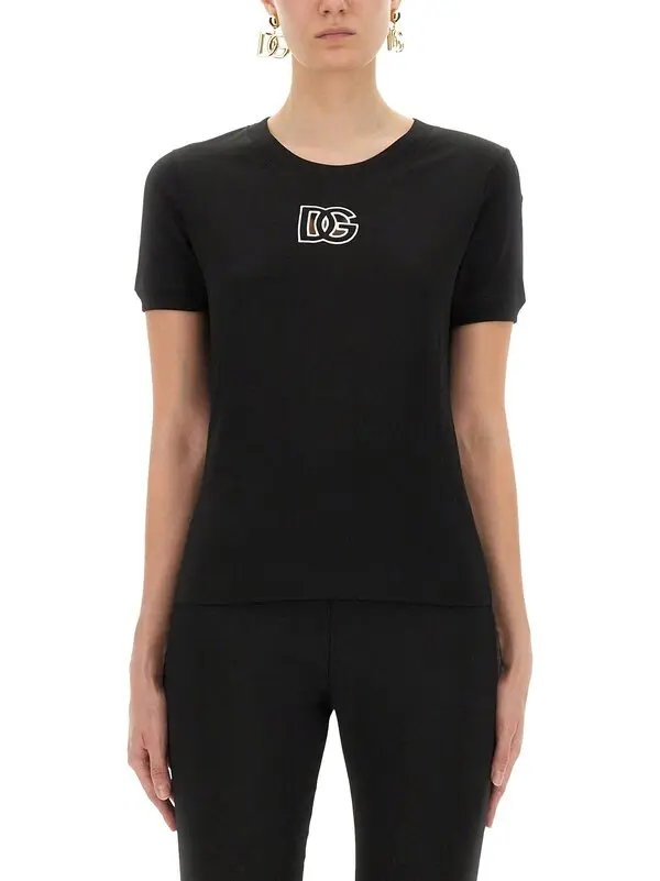 Dolce & Gabbana Jersey T-shirt With Dg Logo Embroidery - Black