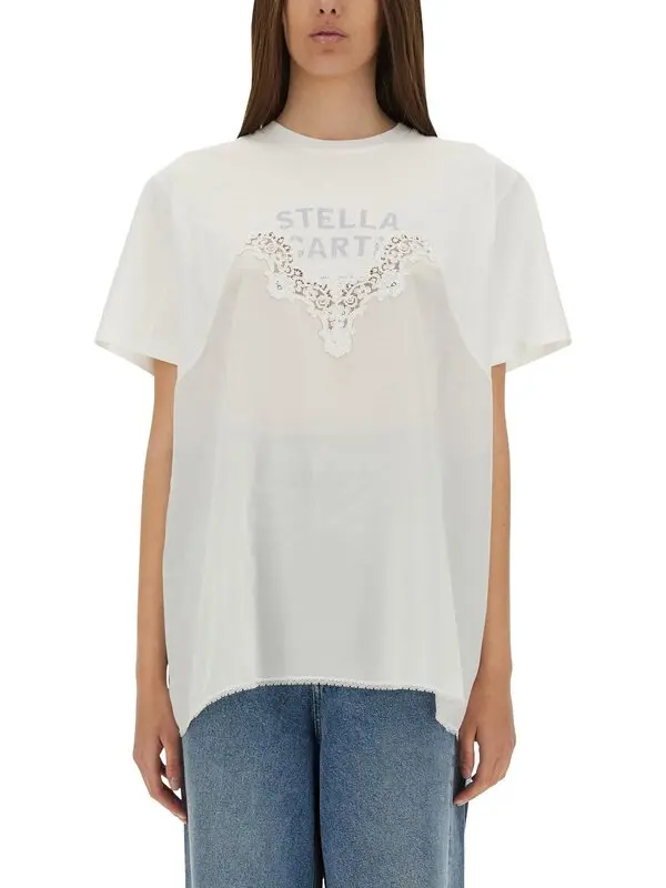 Stella McCartney T-shirt With Lace Insert - White