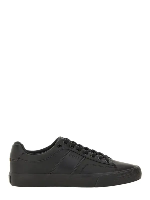 BOSS Leather Low Top Sneaker - Black