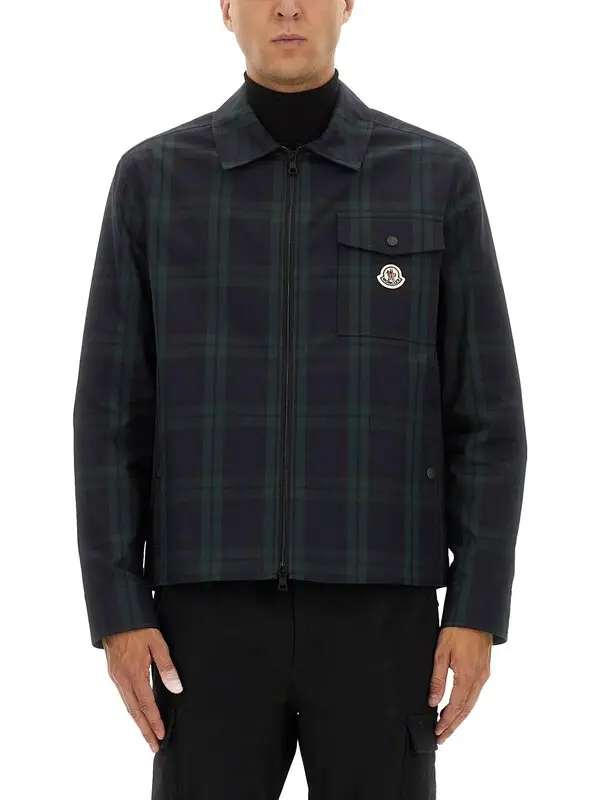 Moncler Checked Cotton Gabardine Shirt Jacket - Black