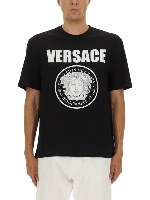 Versace T-shirt With Logo - Black