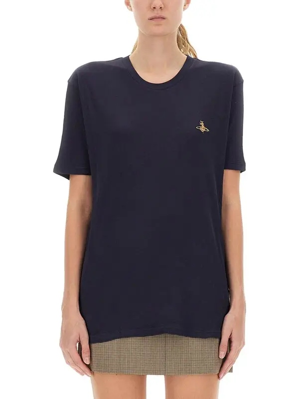 VIVIENNE WESTWOOD T-shirt With Orb Embroidery - Blue