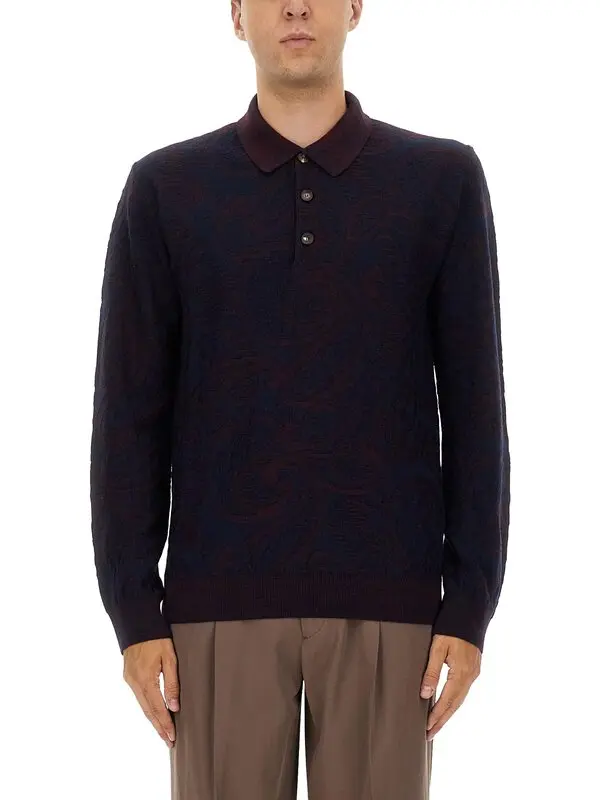 Etro Long-sleeved Polo Shirt - Blue