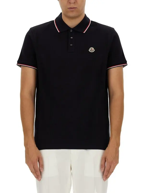 Moncler Polo With Logo - Blue