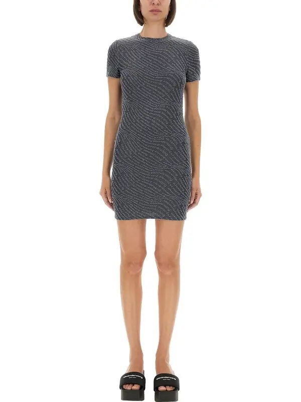 Alexander Wang Jacquard Mini Dress With Logo - Grey
