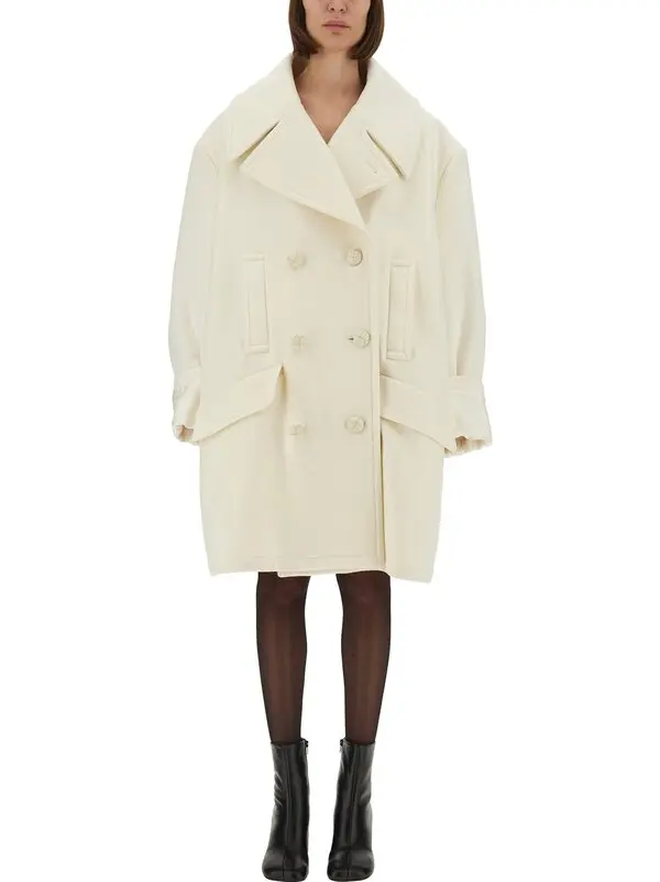 MAISON MARGIELA Wool Oversized Coat - White