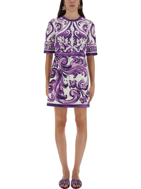 Dolce & Gabbana Majolica Print Mini Dress - Multicolour